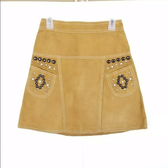 Coach | Skirts | Coach Aline Lamb Suede Western Skirt With Studs | Poshmark